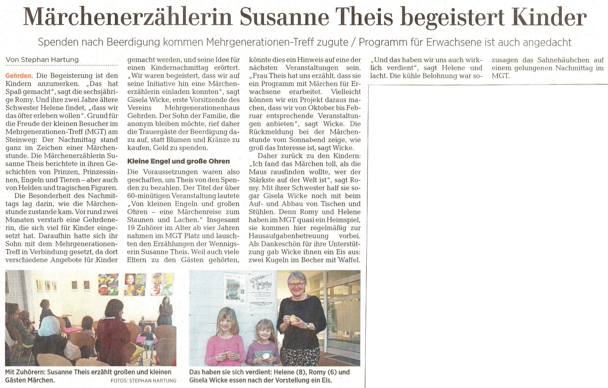 HAZ: Märchenerzählerin Susanne Theis begeistert Kinder | MGT-Gehrden